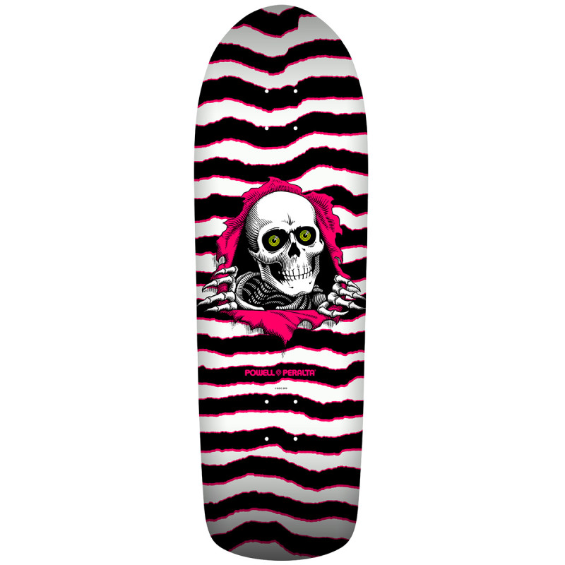 Powell Peralta Old School Ripper Skateboard Deck White/Pink Shape 144 ...